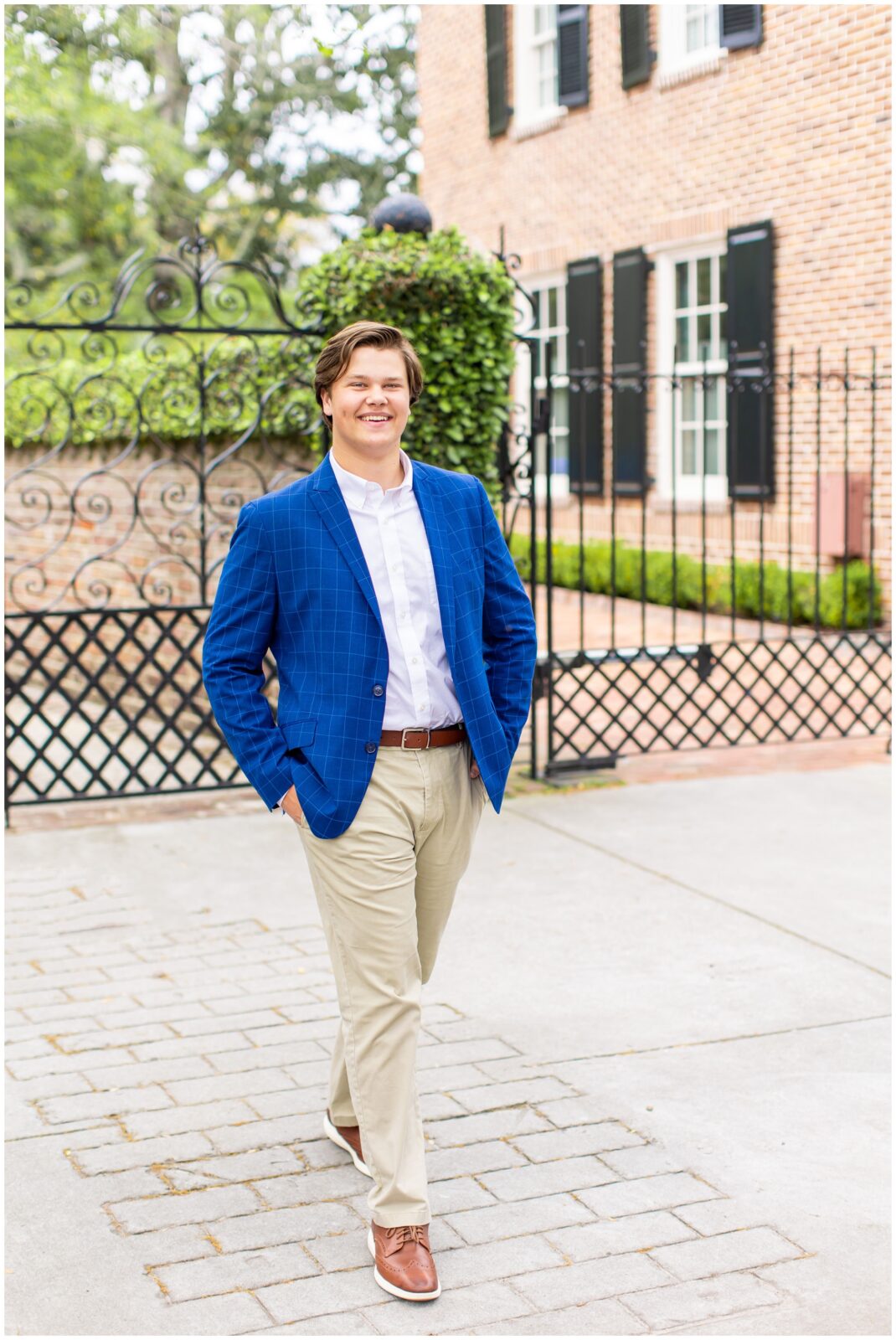 Chad's Charleston Senior Portraits on Rainbow Row | Hope Taylor Photography